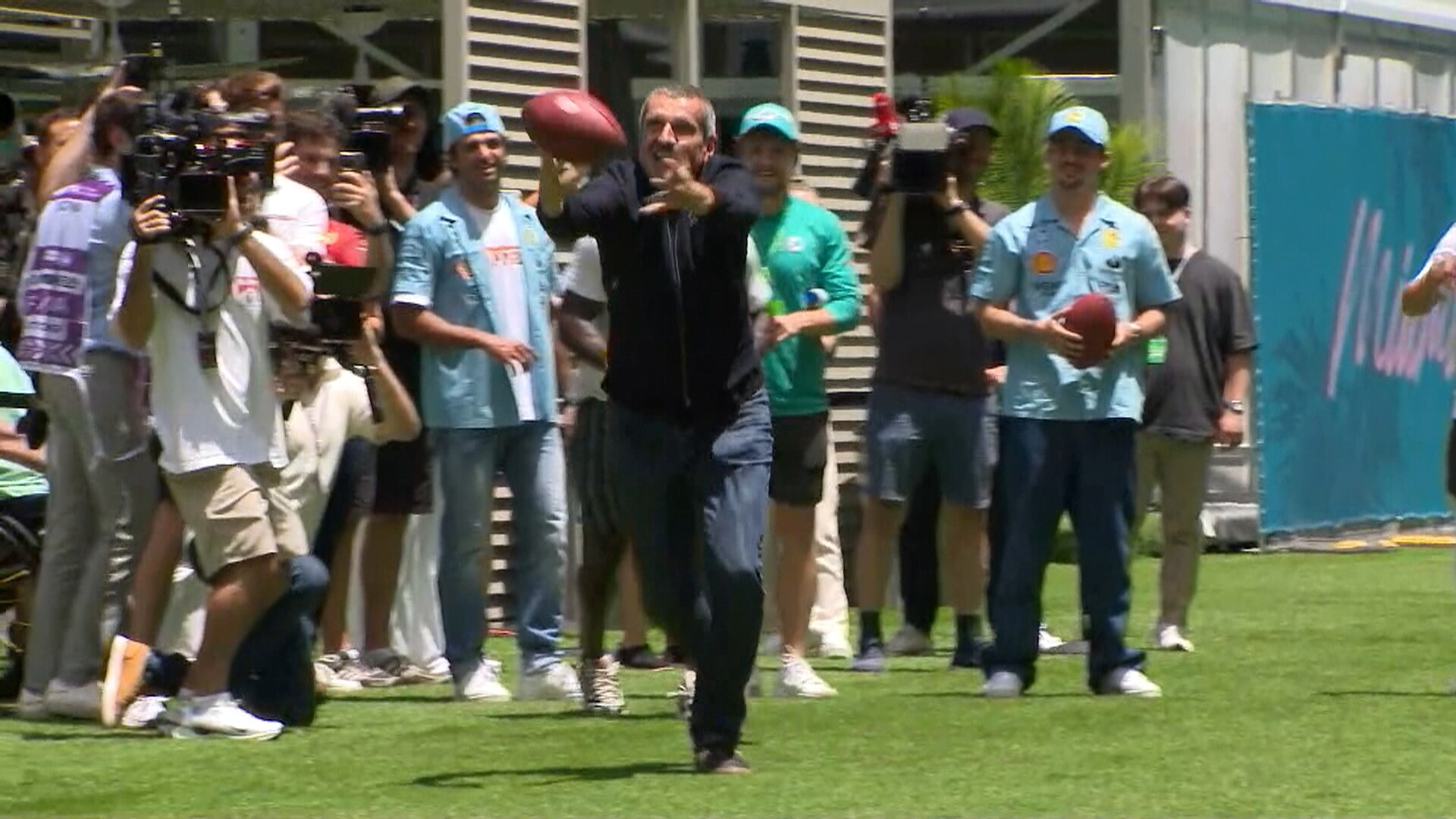 Must See: Ferrari team principal bungles football drill with Dolphins
