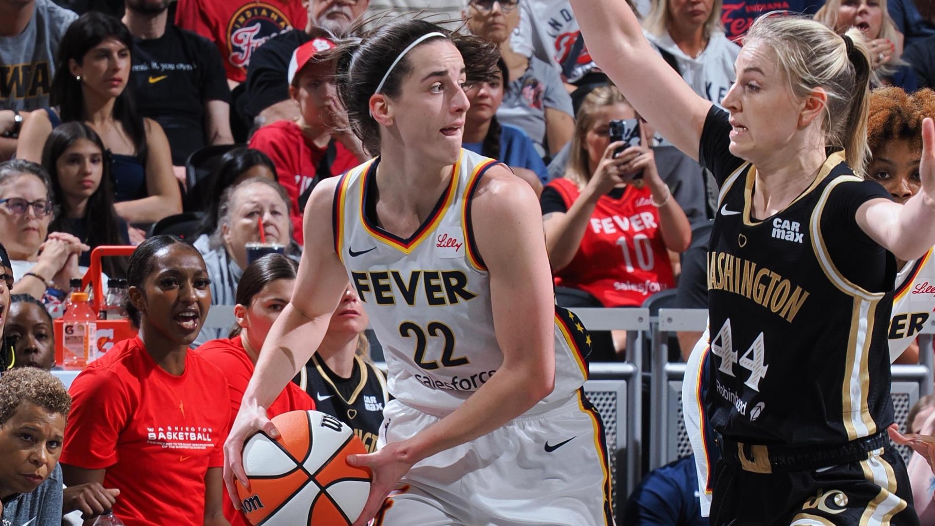 Must See: Caitlin Clark shows off with consecutive dimes to Aliyah ...