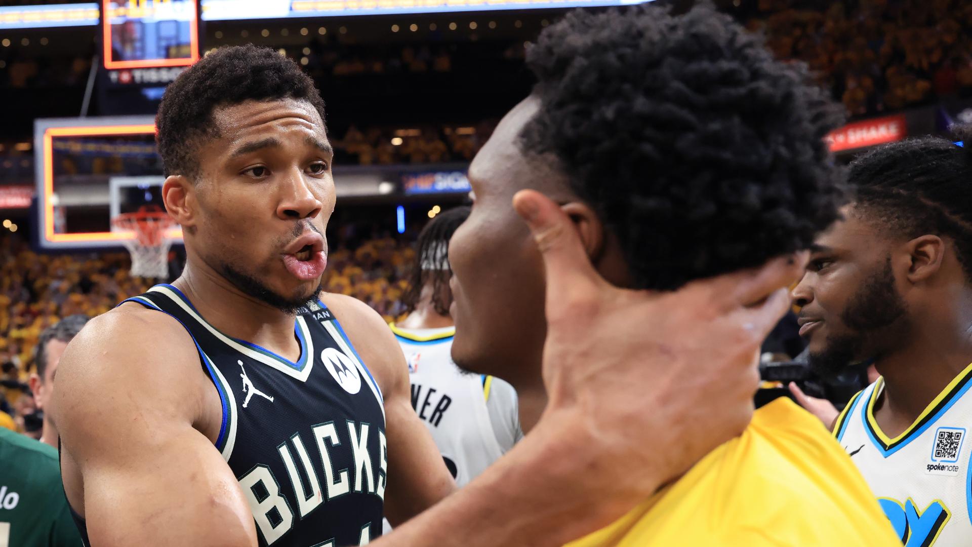 Must See: Giannis gets into it with Mathurin, Haliburton's dad after ...